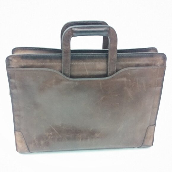 Vintage | Bags | Vintage Leather Zip Briefcase W Retractable Handles ...